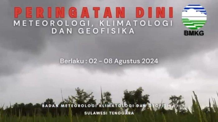 Peringatan Dini Hujan Lebat dan Angin Kencang 4-7 Agustus di Sultra, Gelombang Tinggi 1,25 Meter ...