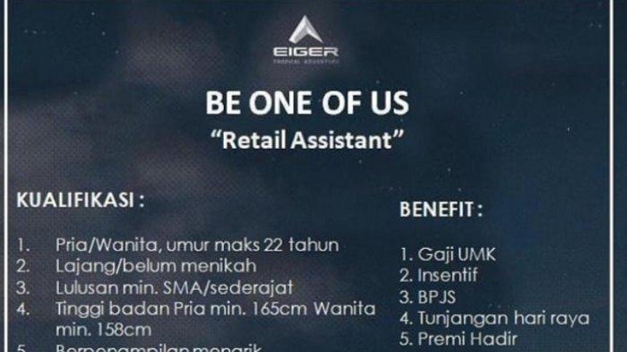 Lowongan Kerja PT Eigerindo Multi Produk Industri, Rekrutmen Retail Assistant, Simak Cara ...