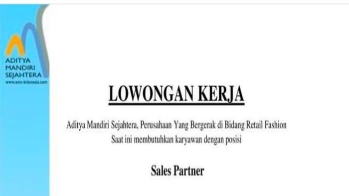 Aditya Mandiri Sejahtera Kendari Buka Lowongan Kerja Posisi Sales, Simak Syarat dan Cara ...