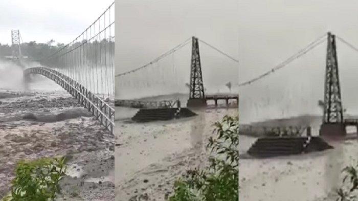 Video Viral Jembatan Gantung Rp 9 Miliar di Lumajang Diterjang Banjir Bandang Semeru Sampai ...