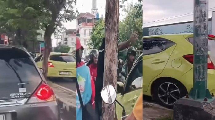Video Viral Para Pemotor Paksa Mobil Mundur Gegara Lawan Arah, Spion Sampai Rusak Tabrak Pohon ...