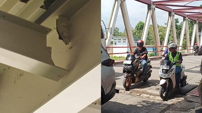 2 Besi Gelagar Jembatan Patah, Jembatan Enim II di Muara Enim Terancam ...