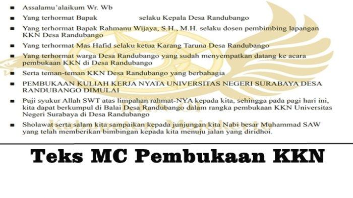 2 Contoh Teks MC Pembukaan Kegiatan Kuliah Kerja Nyata/KKN, Lengkap dengan Susunan Acaranya ...