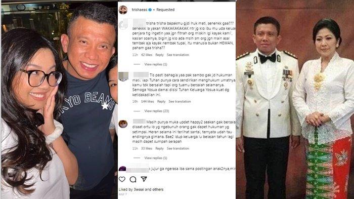 Akun IG Trisha Anak Ferdy Sambo Banjir Hujatan Ayah Lolos Hukuman Mati ...