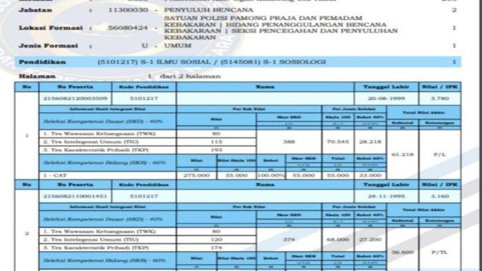 Arti Kode Hasil Akhir Seleksi CPNS 2024: P, L-1,L1-2,TL,TH,TMS,TMS 1 dan APS - Tribunsumsel.com