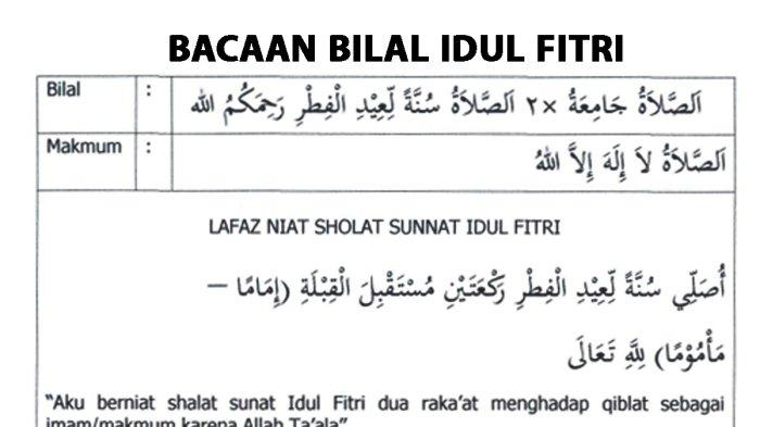 Bacaan Bilal Sholat Idul Fitri 1446 H/2026 Arab Latin dan Artinya, Lengkap Link Download PDF ...