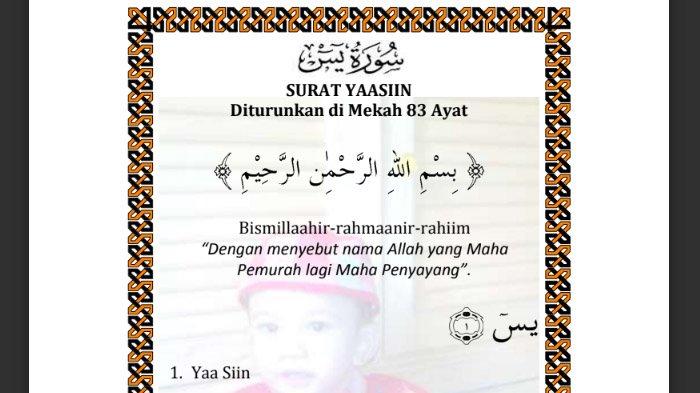 Bacaan Surat Yasin Arab dan Latin Mudah Dibaca PDF, Lengkap Ayat 1 Sampai 83 - Tribunsumsel.com