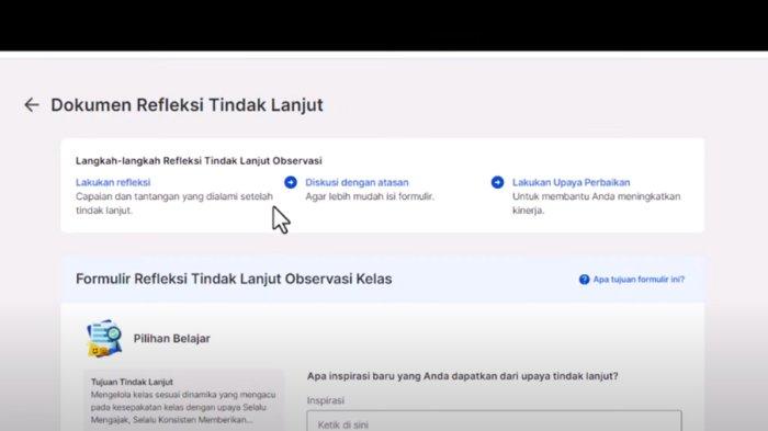 Cara Isi Formulir Refleksi Tindak Lanjut Observasi Kelas di Platform Merdeka Mengajar PMM ...