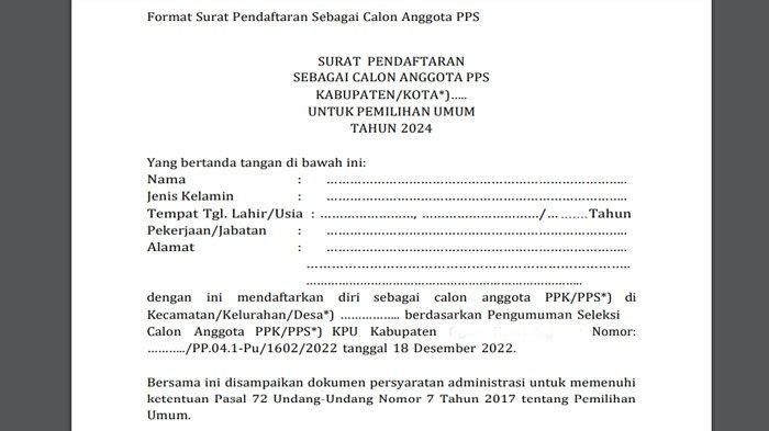 Contoh Surat Pendaftaran PPS Pikada 2024 Lengkap Link Download PDF ...