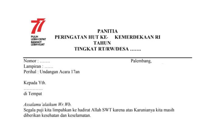 2 Contoh Surat Undangan Kegiatan 17 Agustus HUT RI Ke-80 Tahun 2025 ...