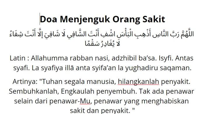 Doa untuk Orang Sakit Supaya Cepat Sembuh Arab, Latin dan Artinya - Tribunsumsel.com