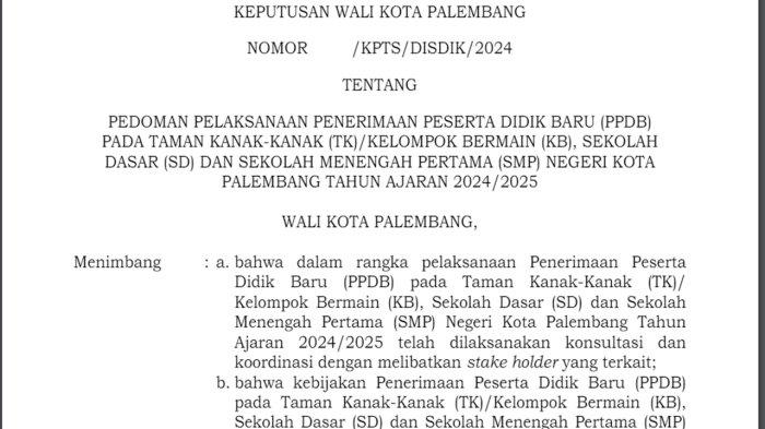 Jadwal PPDB SMP Kota Palembang 2024/2025 Jalur Afirmasi, Zonasi, Perpindahan Orangtua dan ...