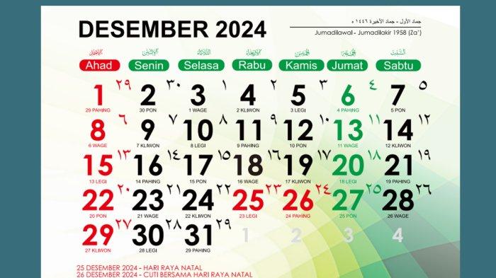 Kalender Desember 2024, Jadwal Hari Libur Nasional, Cuti Bersama dan ...