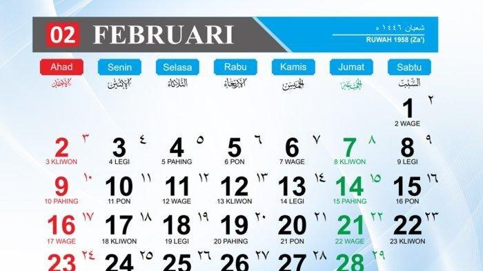 Kalender Februari 2025 dan Penanggalan Jawa Weton Bulan Februari ...