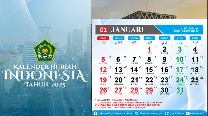 Kalender Januari 2025 Lengkap dengan Tanggal Merah, Ada 3 Hari Libur ...