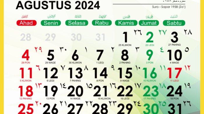 Kalender Jawa Agustus 2024 Lengkap Weton dan Pasaran Jawa ...