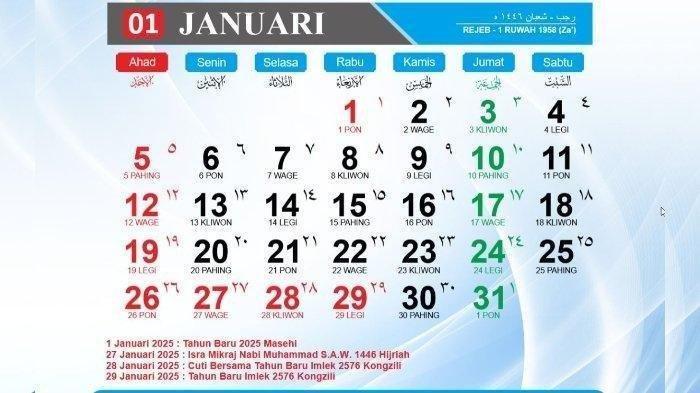 Tanggal Merah Januari 2025 Lengkap Kalender Jawa Weton dan Tanggalan ... Tanggal Merah Januari 2025 Lengkap Kalender Jawa Weton dan Tanggalan ...