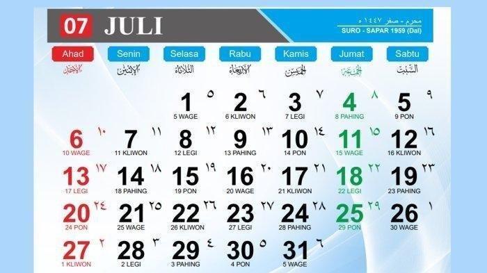 Kalender Juli 2025 Lengkap dengan Penanggalan Weton Jawa, Apa Ada ...