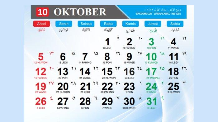 Kalender Oktober 2025 Lengkap dengan Tanggal Merah Hari Libur Nasional dan Cuti Bersama ...