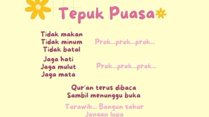 Kumpulan Lirik Tepuk Puasa untuk PAUD atau TK, Tidak makan, Tidak Minum ...
