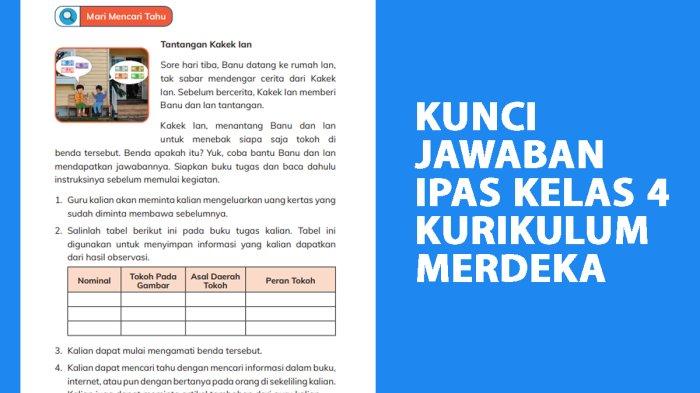 Kunci Jawaban Soal IPAS Kelas 4 Halaman 133 Kurikulum Merdeka, Mari Mencari Tahu - Tribunsumsel.com