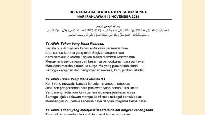 Link Pdf Doa Hari Pahlawan 2024 Resmi Dalam Agama Islam Kristen Katolik Hindu Dan Buddha