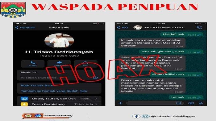 Nomor WA Penipu Catut Nama Sekda Lubuklinggau Trisko Defriansyah, Modus ...