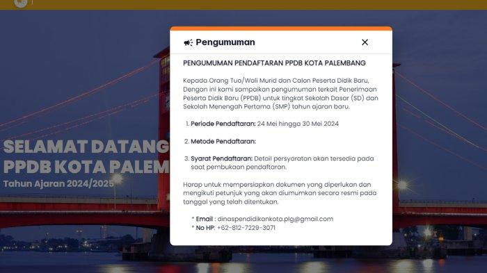 Pendaftaran PPDB SD dan SMP Palembang 2024/2025 Dibuka 24 Mei, Ini Syarat dan Jadwal Lengkapnya ...