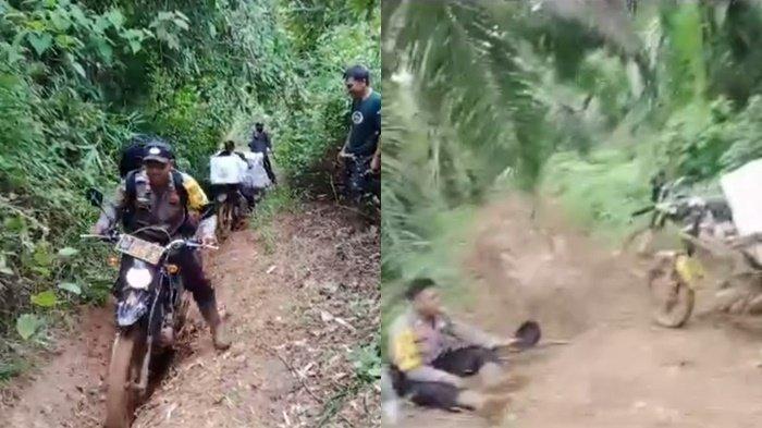 Perjuangan Polisi Kawal Logistik Pemilu ke Pedalaman OKU, Lewati Jalan ...