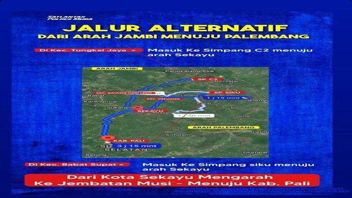 Rute Jalan Alternatif Jambi-Palembang Setelah Jalintim Macet Parah, Lebih Lancar - Tribunsumsel.com