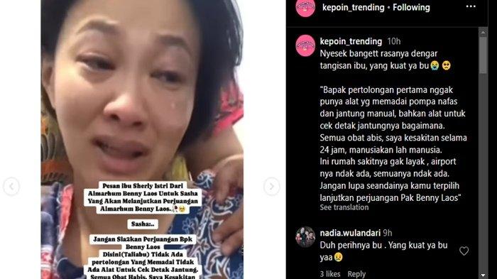 VIDEO Tangis Pilu Sherly Istri Benny Laos Ungkap Alat Medis Tak Memadai ...