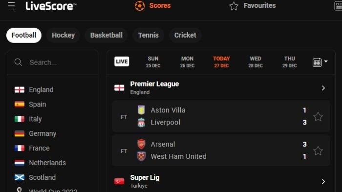 Situs dan Aplikasi Livescore Terbaik Untuk Hasil Pertandingan Olahraga ...