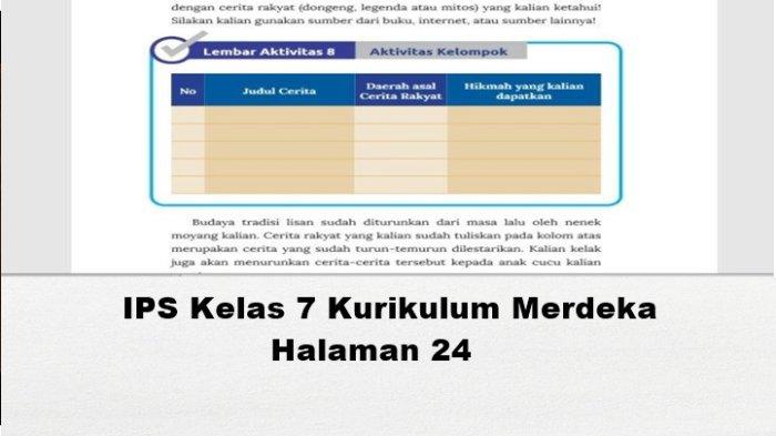 Isi Tabel dengan Cerita Rakyat, Daerah Asal dan Hikmah Didapat, Kunci Jawaban IPS Kelas 7 Hal 24 ...