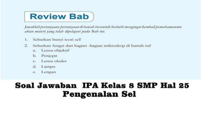 Kunci Jawaban IPA Kelas 8 SMP Halaman 25 Kurikulum Merdeka, Sebutkan Bunyi Teori Sel ...