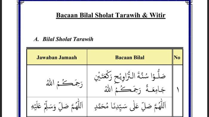 Subhanal Malikil Quddus Rabbul Malaikati Warruh, Teks Bilal Tarawih dan ...