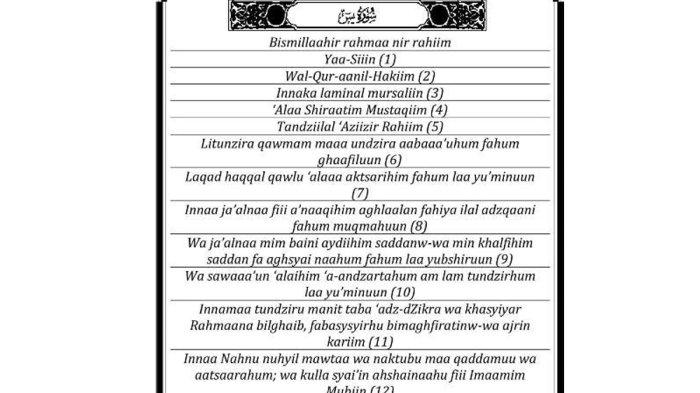 Surah Yasin Latin Mudah Dibaca, Mulai dari Ayat 1 Sampai 83 ...