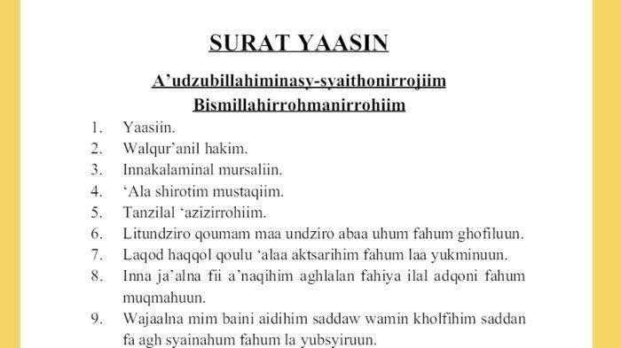 Membaca Yasin 3x Nisfu Syaban Tulisan Arab, Latin dan Terjemahan ...