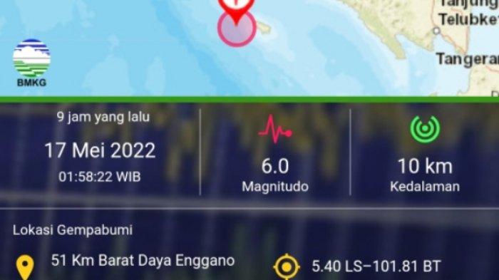 Gempa Magnitudo 6,0 di Pulau Enggano Bengkulu Terasa Sampai Pagar Alam, Kondisi Gunung Dempo ...