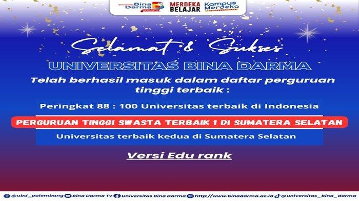 Universitas Bina Darma Palembang Raih Predikat Perguruan Tinggi Swasta ...