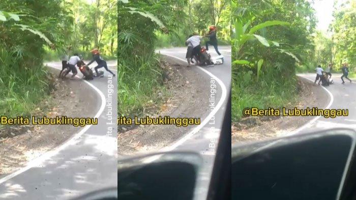 Viral Aksi Begal Di Jalan Lintas Curup Lubuklinggau Korban Bergulat