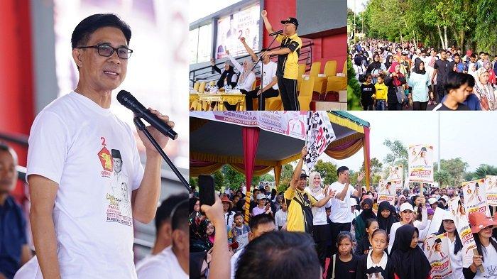 Antusias, Puluhan Ribu Simpatisan Dukung Prabowo Jadi Presiden Gelar Jalan Santai - Tribunsumsel.com
