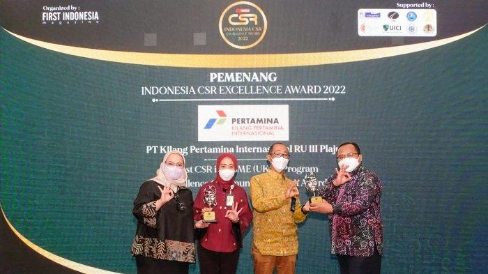 Kilang Pertamina Plaju Raih 3 Penghargaan Indonesia CSR Excellence Award 2022 - Tribunsumsel.com