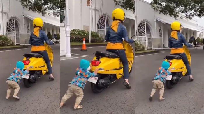 Momen Lucu Arkana Dorong Motor Atalia Praratya Yang Mogok: Motor Mama ...