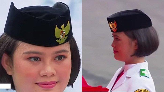 POTRET I Dewa Ayu Firsty Meita Dewanggi Pembawa Baki Bendera HUT ke 77 RI di Istana Negara ...