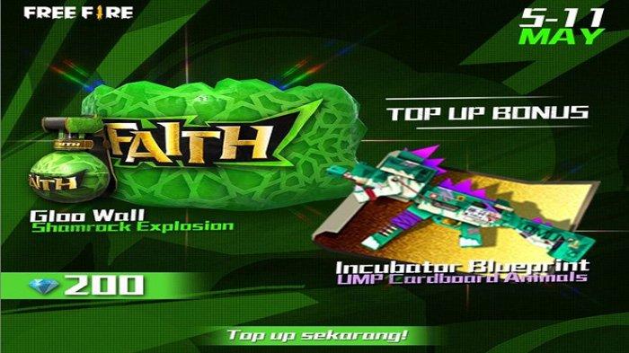 Top Up 200 Diamond di Free Fire (FF) Dapat Gloo Wall Shamrock Explosion ...