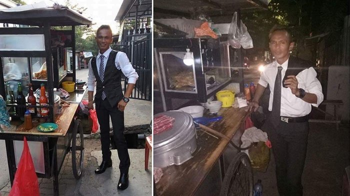 Viral Pedagang Bakso yang Tampil Necis dengan Jas dan Dasi Saat Jualan ...