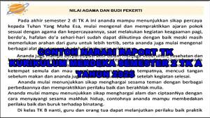 Contoh Narasi Raport Kurikulum Merdeka TK/PAUD Semester 2 Tahun 2024 ...