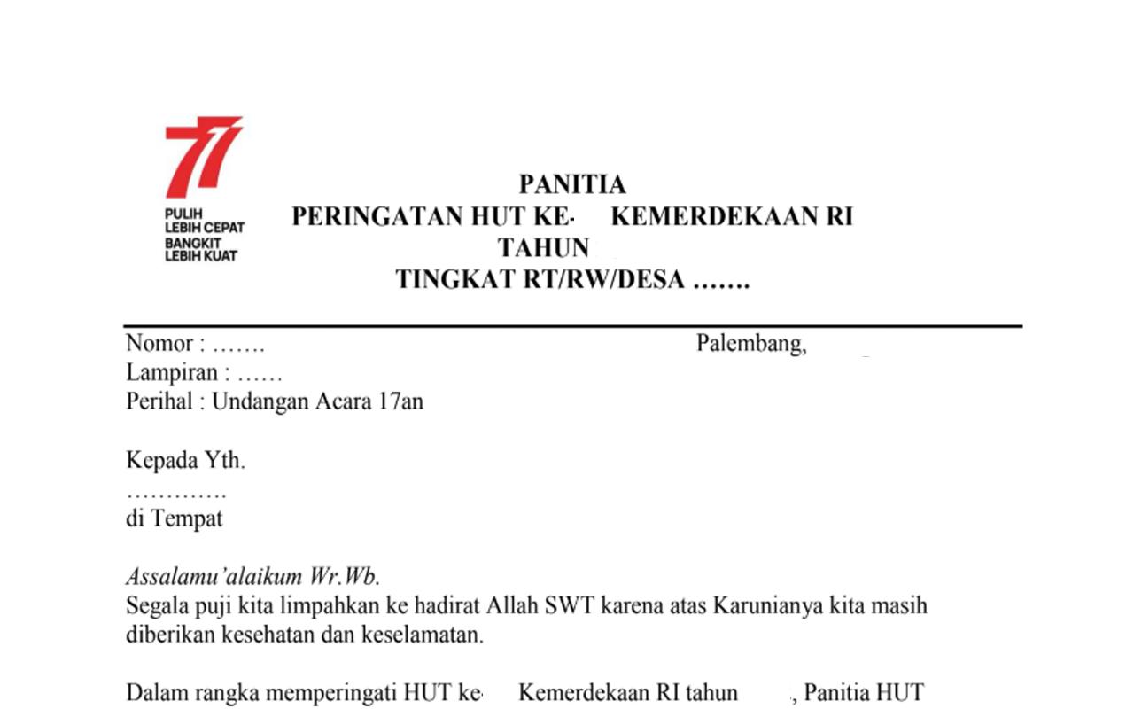 2 Contoh Surat Undangan Kegiatan 17 Agustus HUT RI Ke-80 Tahun 2025 ...