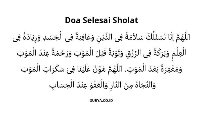 Doa Selesai Sholat, Allahumma Inna Nas Aluka Salamatan Fiddin - Surya.co.id