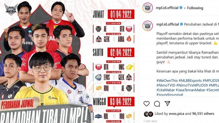 Jadwal MPL Season 9 Week 7: Ada AE vs RRQ Hoshi dan EVOS Legends vs Onic Esports - Surya.co.id